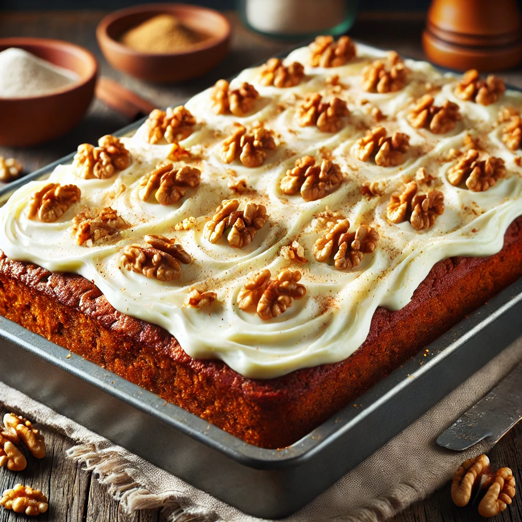 Easy Carrot Sheet Cake Recipe with Cream Cheese Frosting - The Bakers ...